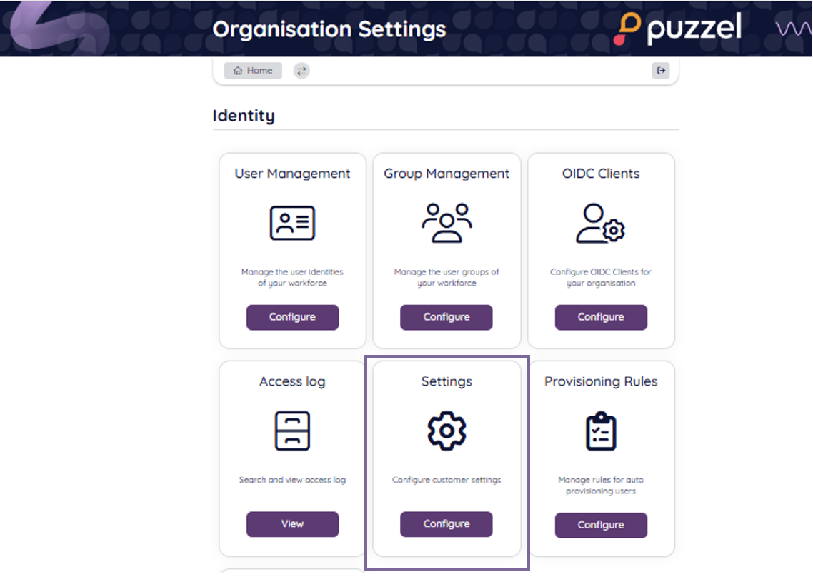 Settings configurations for your organisation | Puzzel Help Centre